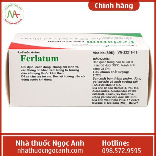 Thuốc Ferlatum 40mg/15ml: Công dụng, lưu ý, giá bán, mua ở đâu