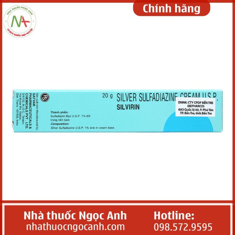 Thuốc Silvirin 20g Silver Sulfadiazine Cream U.S.P giá bao nhiêu, mua ở đâu