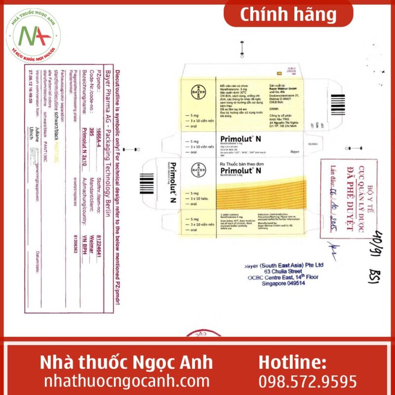 Thuốc Primolut N 5mg là thuốc gì, có tác dụng gì, giá bao nhiêu, mua ở đâu