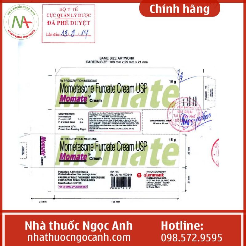 Thuốc Momate Cream 15g là thuốc gì, giá bao nhiêu, mua ở đâu?