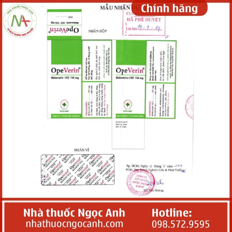 Thuốc Opeverin Mebeverine 135mg là thuốc gì, giá bao nhiêu, mua ở đâu