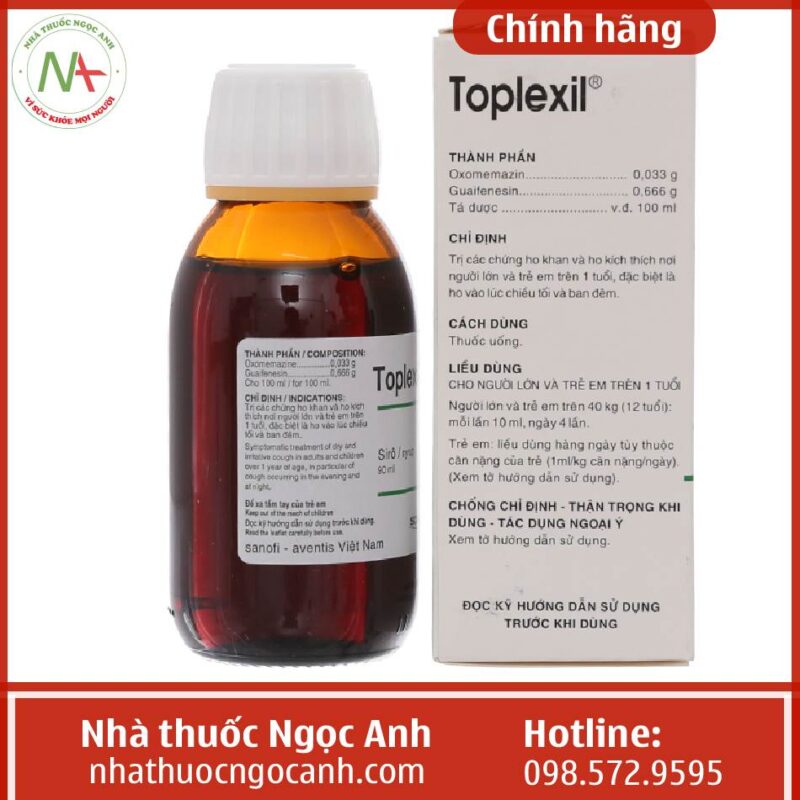 Thuốc Toplexil Sanofi siro dùng cho trẻ bao nhiêu tuổi, giá bao nhiêu ...