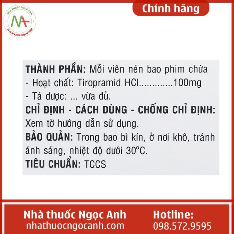 Thuốc Tiram Tiropramide HCL 100mg là thuốc gì, giá bao nhiêu, mua ở đâu