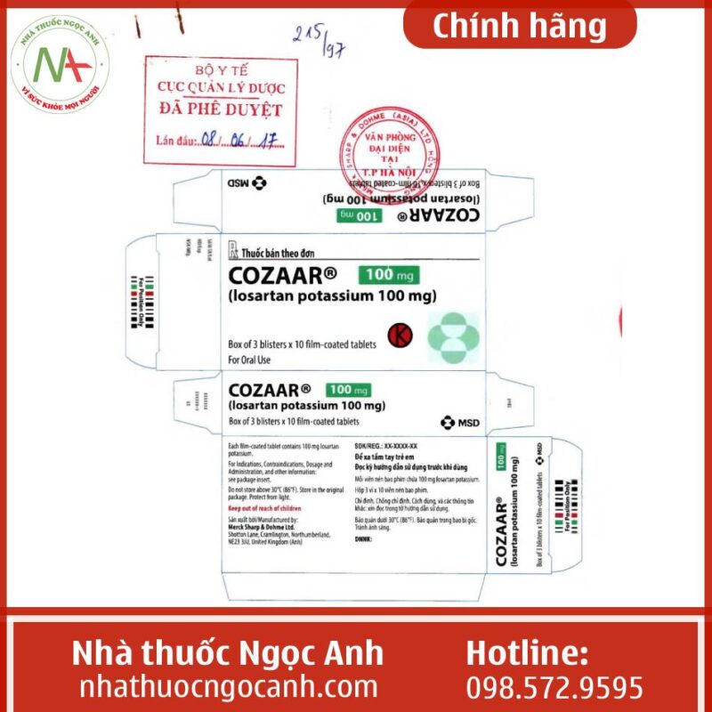 Thuốc Cozaar 100mg có tác dụng gì, giá bao nhiêu, mua ở đâu?