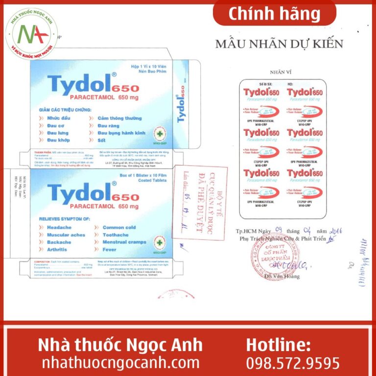 Thuốc Tydol 650 Việt Nam là thuốc gì, giá bao nhiêu, mua ở đâu?