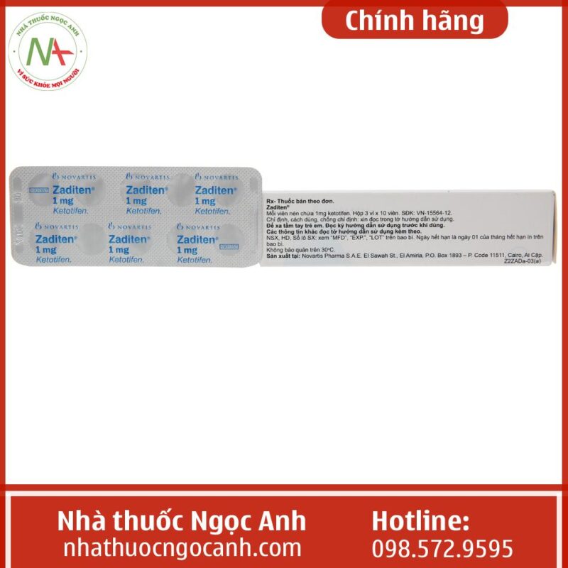 Thuốc Zaditen Ketotifen 1g là thuốc gì, giá bao nhiêu, mua ở đâu?
