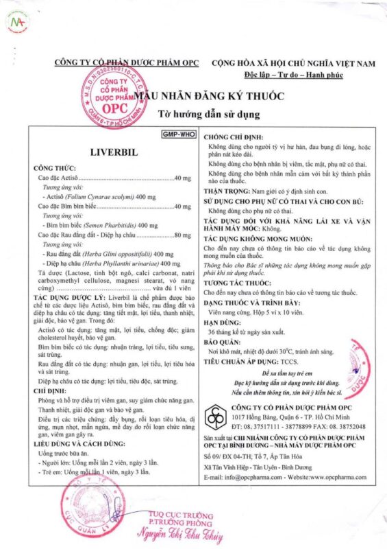 Thuốc Liverbil OPC là thuốc gì, trị bệnh gì, giá bao nhiêu, mua ở đâu?