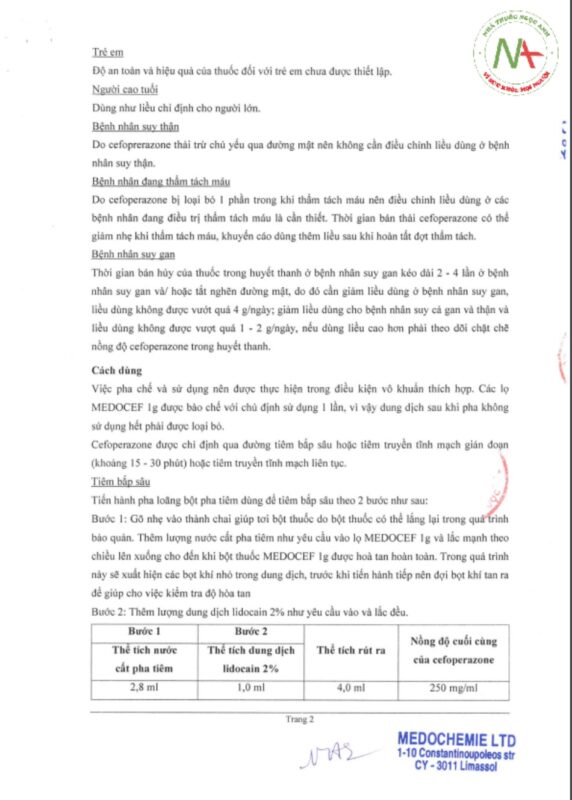 Thuốc Medocef 1g có tác dụng gì, mua ở đâu, giá bao nhiêu?