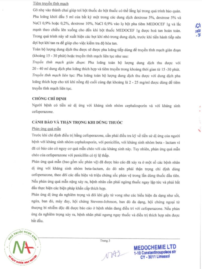 Thuốc Medocef 1g có tác dụng gì, mua ở đâu, giá bao nhiêu?