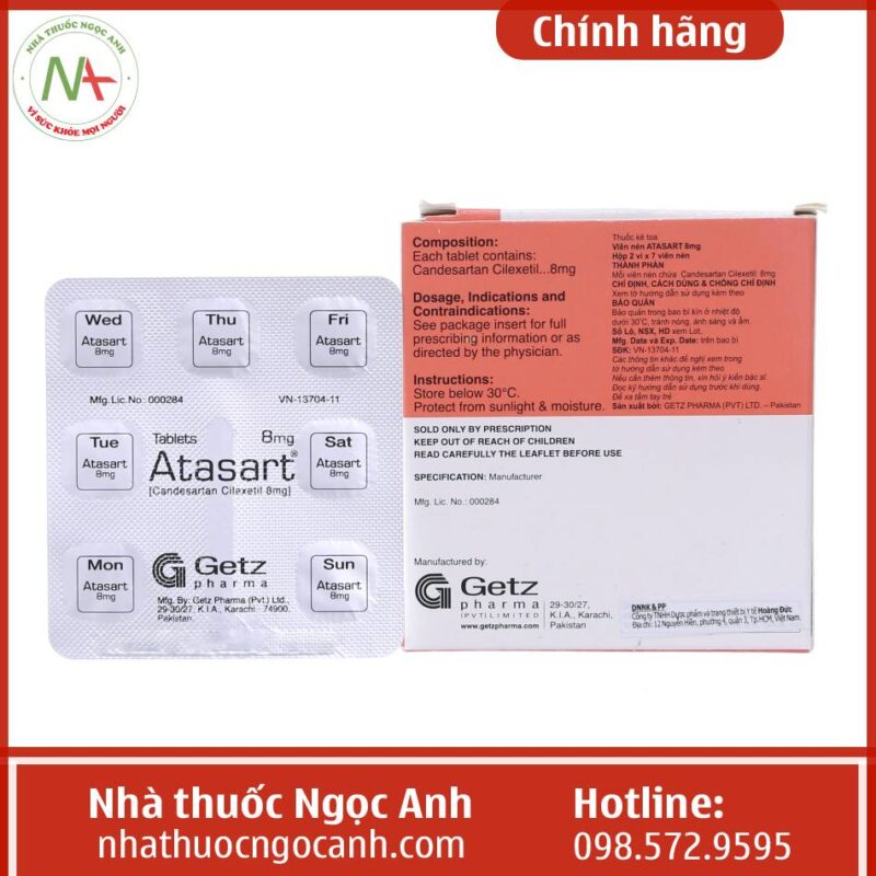 Thuốc Atasart Tablets 8mg là thuốc gì, mua ở đâu, giá bao nhiêu?