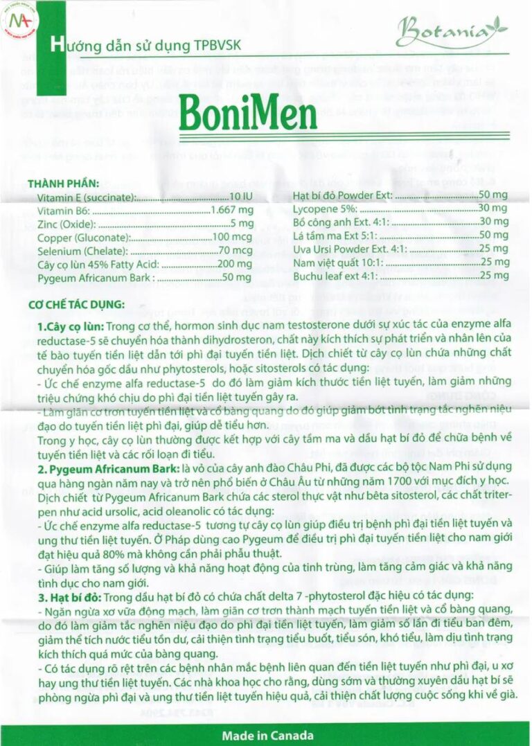 BoniMen 60 viên là thuốc hay thực phẩm chức năng, giá bao nhiêu, mua ở đâu