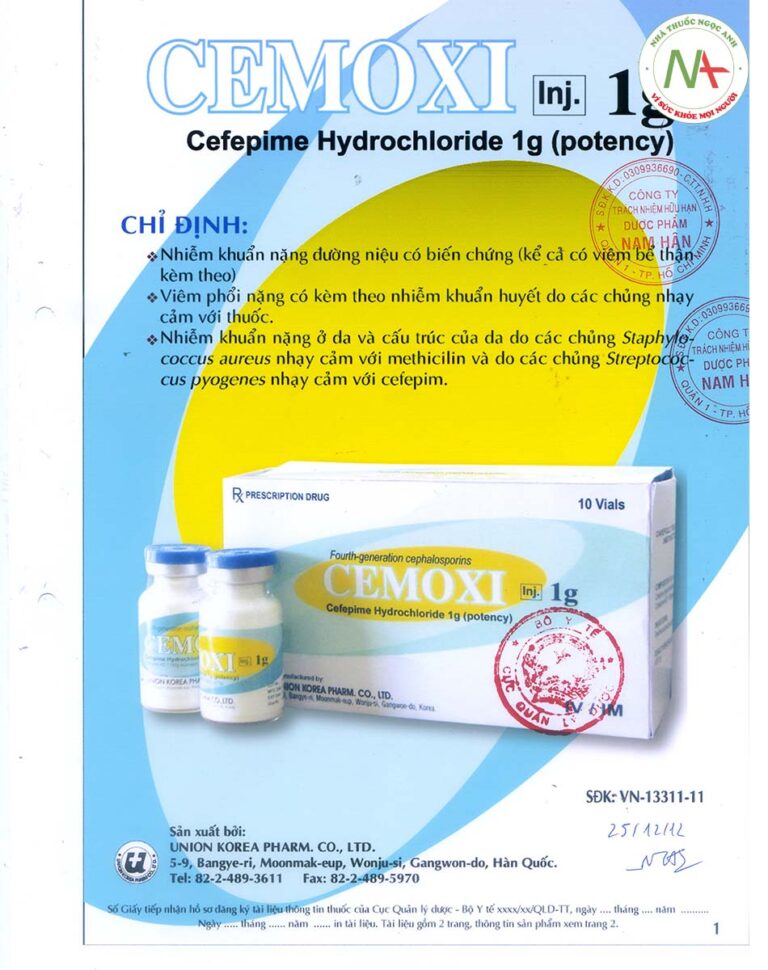 Thuốc Cemoxi Inj. 1g là thuốc gì, có tác dụng gì, giá bao nhiêu, mua ở đâu?