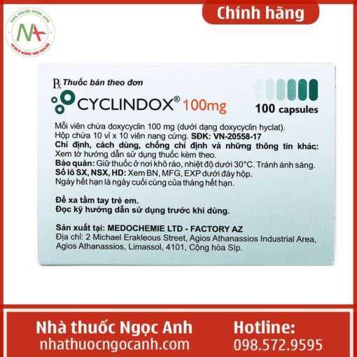Thuốc Cyclindox 100mg là thuốc gì? tác dụng, giá bán, mua ở đâu