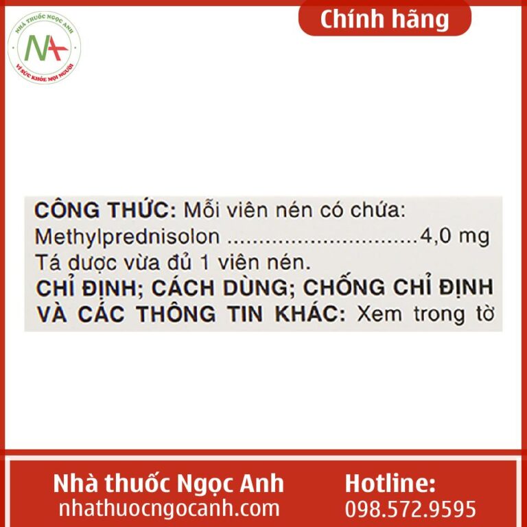 Thuốc Medisolone 4mg là thuốc gì, công dụng, giá bao nhiêu, mua ở đâu
