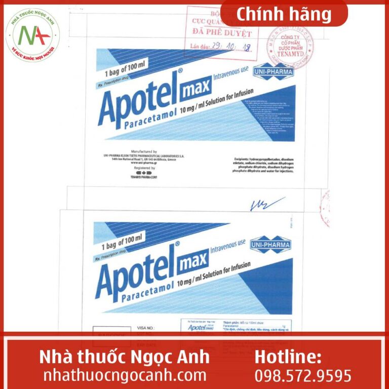 Thuốc Apotel 1g/6.7ml là thuốc gì? tác dụng, giá bán? Mua ở đâu?