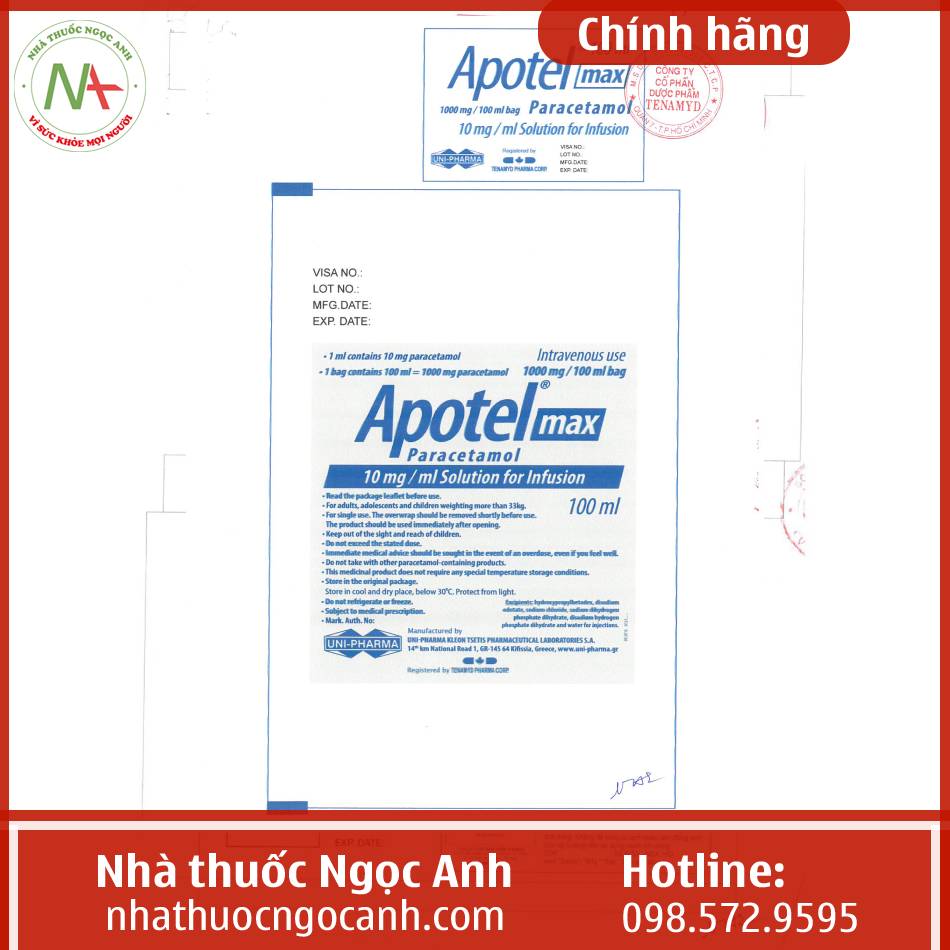 Thuốc Apotel 1g/6.7ml là thuốc gì? tác dụng, giá bán? Mua ở đâu?