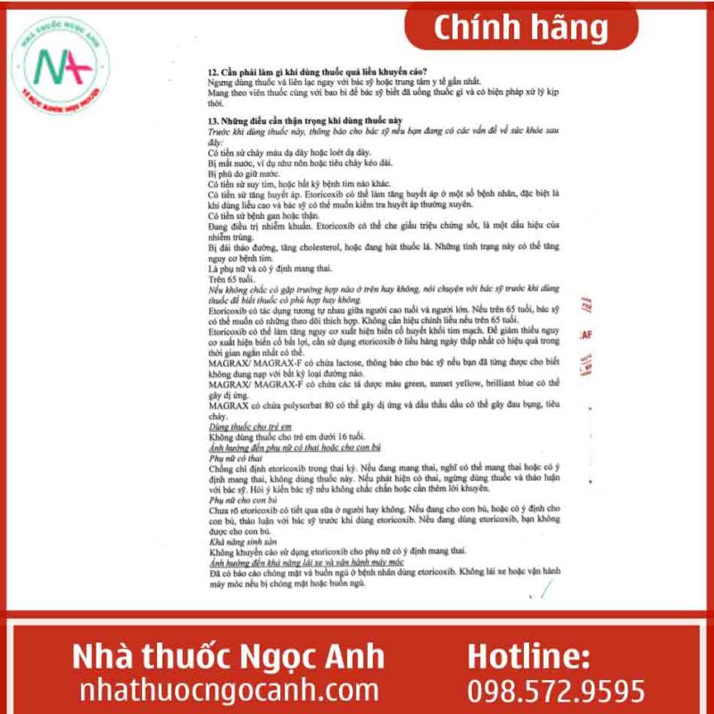 [CHÍNH HÃNG] Thuốc giảm đau MAGRAX 90mg: Công dụng. Cách dùng