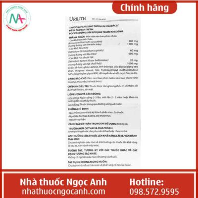 [CHÍNH HÃNG] Thuốc Urilith hộp 60 viên: Công dụng, Giá bán