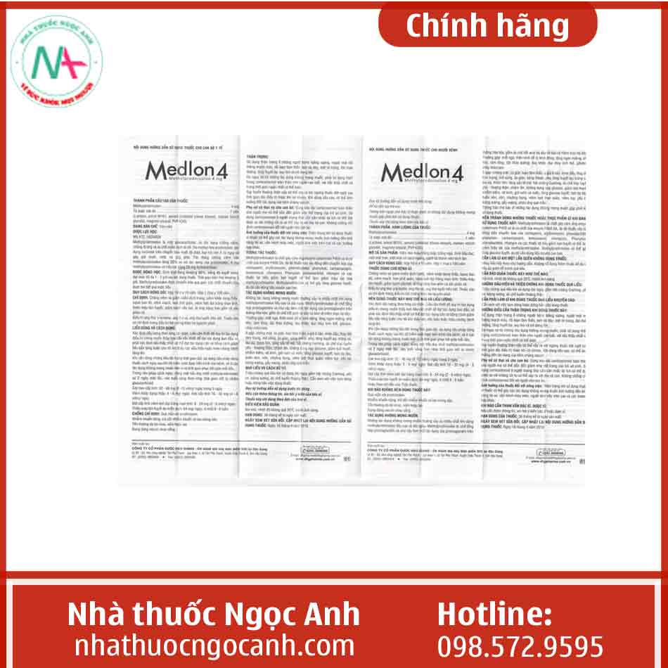 Thuốc Medlon 4mg là thuốc gì, giá bao nhiêu, mua ở đâu?