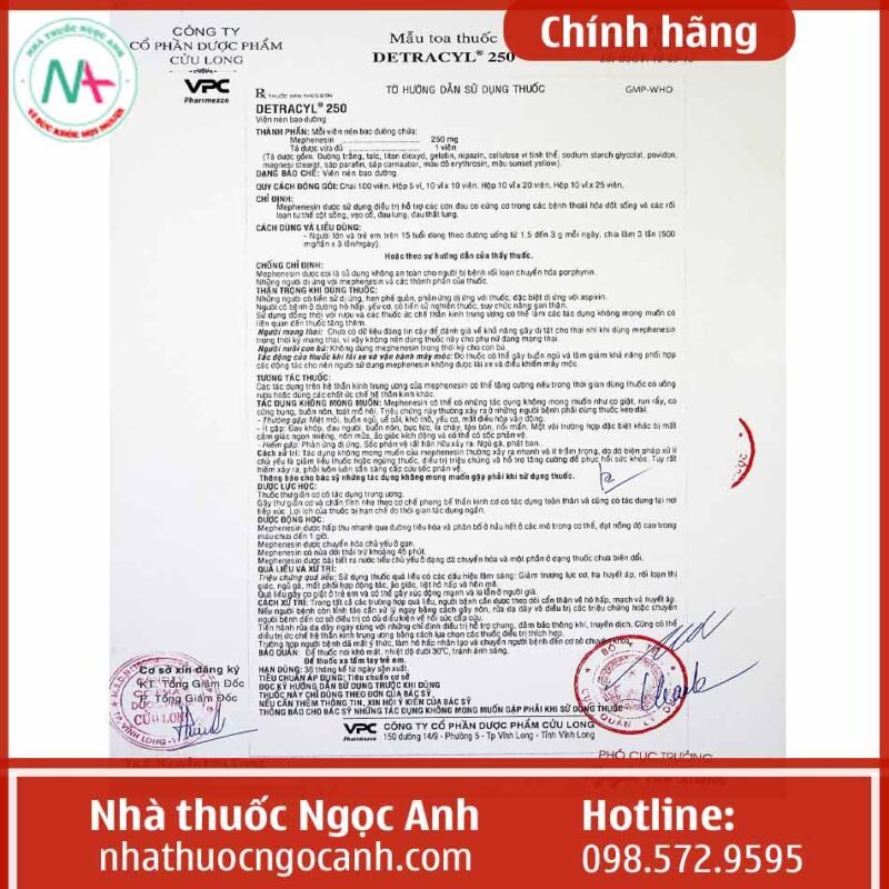 [CHÍNH HÃNG] Thuốc Detracyl điều trị rối loạn tư thế cột sống