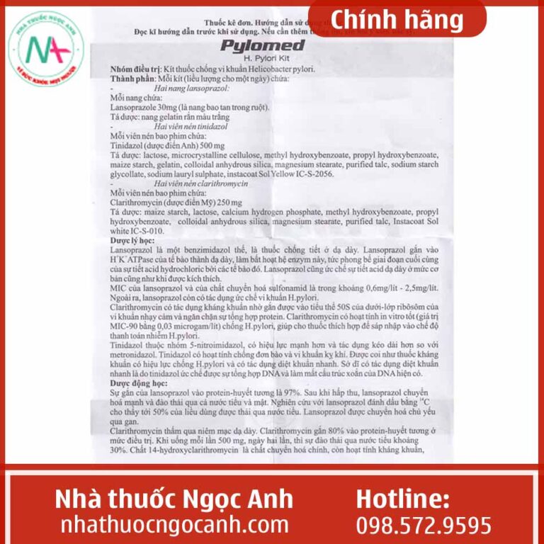 Thuốc Pylomed H.pylori Kit là thuốc gì? Giá bao nhiêu, mua ở đâu?