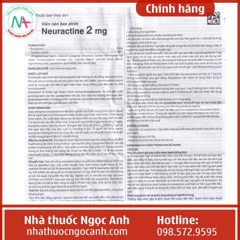 Thuốc Neuractine 2mg là thuốc gì, giá bao nhiêu, mua ở đâu?