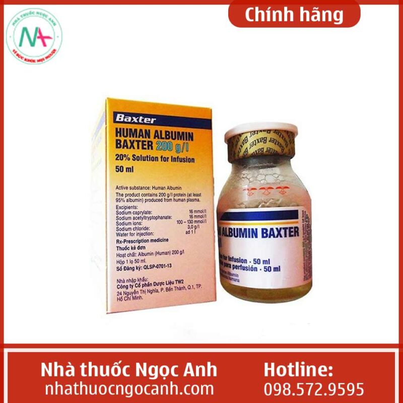 Thuốc Human Albumin 20% 50ml Baxter có tác dungj gì? Giá bao nhiêu?