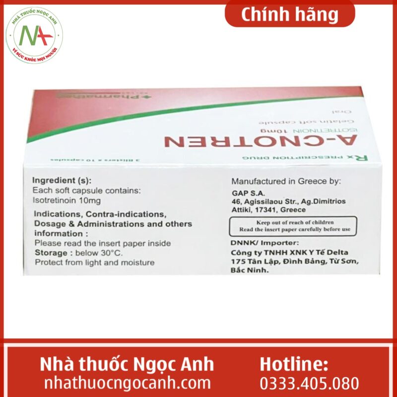 Thuốc A-Cnotren 10mg có tác dụng gì, giá bao nhiêu, mua ở đâu?
