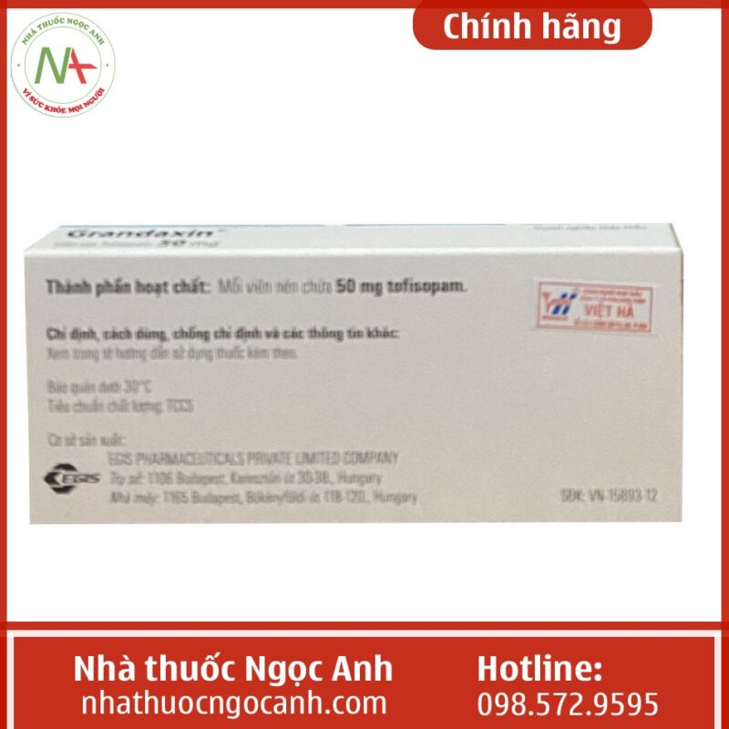 Thuốc Grandaxin 50mg có tác dụng gì, giá bao nhiêu, mua ở đâu?