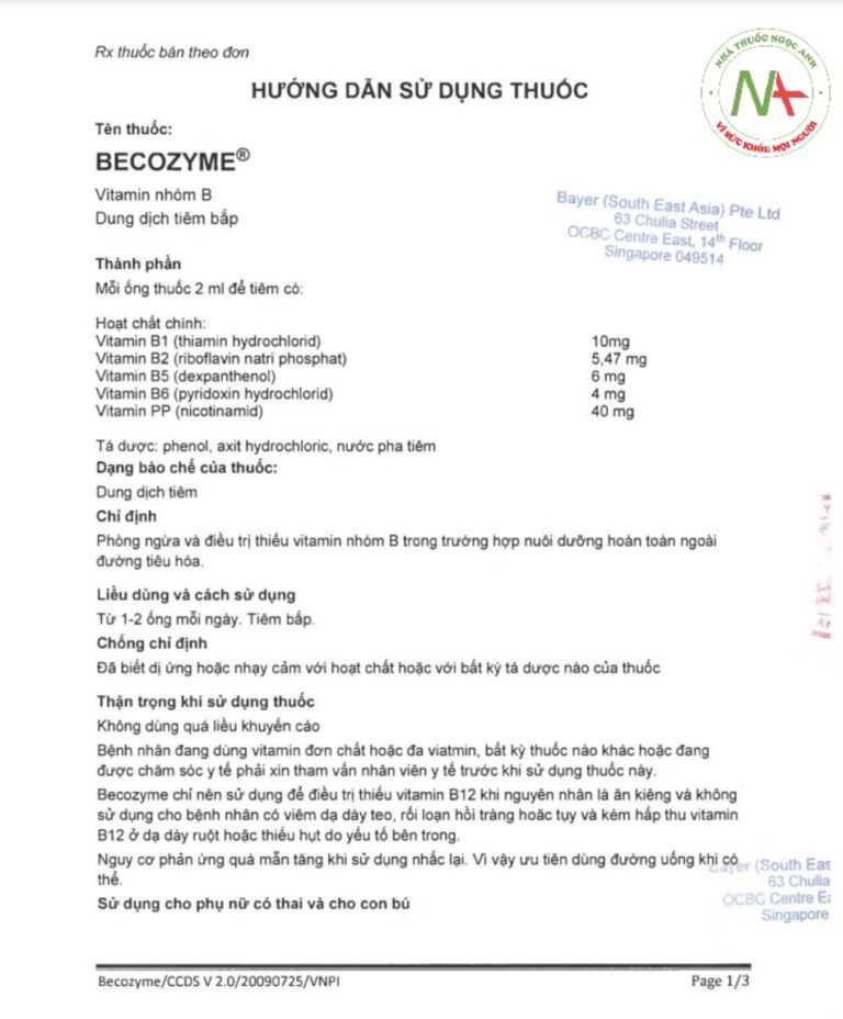 Thuốc Becozyme Inj 2ml có tác dụng gì, giá bao nhiêu, mua ở đâu?
