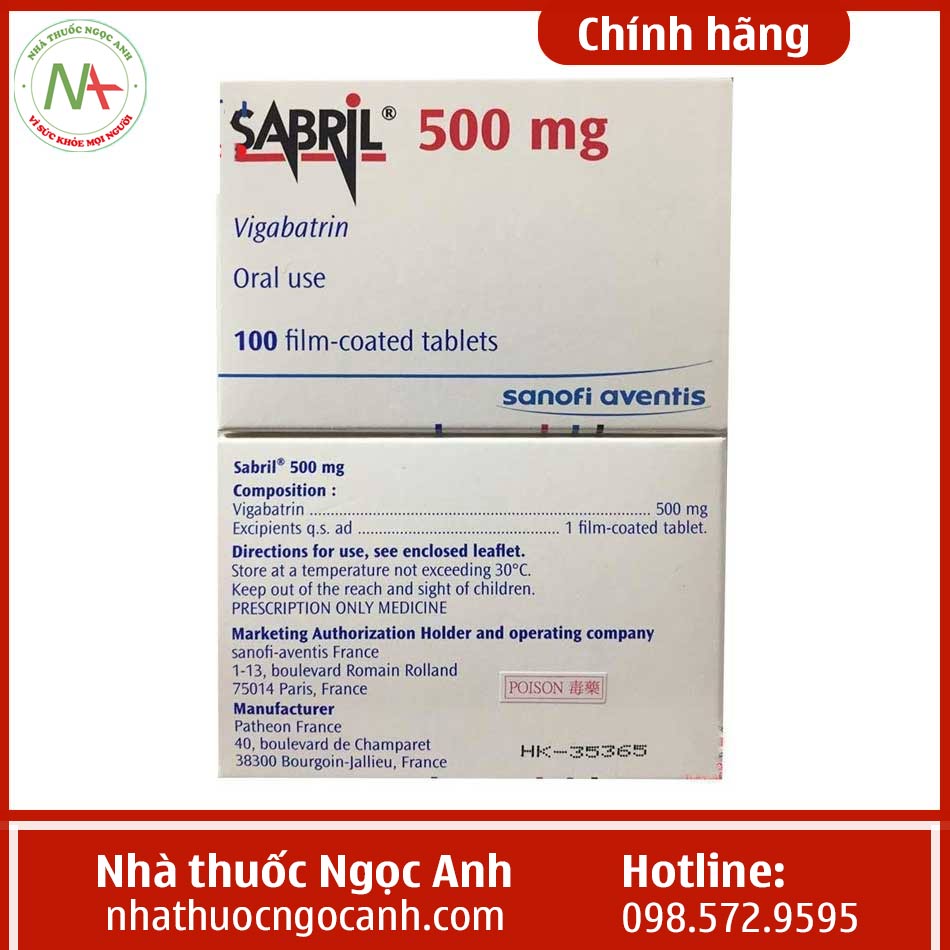 Thuốc Sabril 500mg là thuốc gì? Công dụng, giá bao nhiêu?