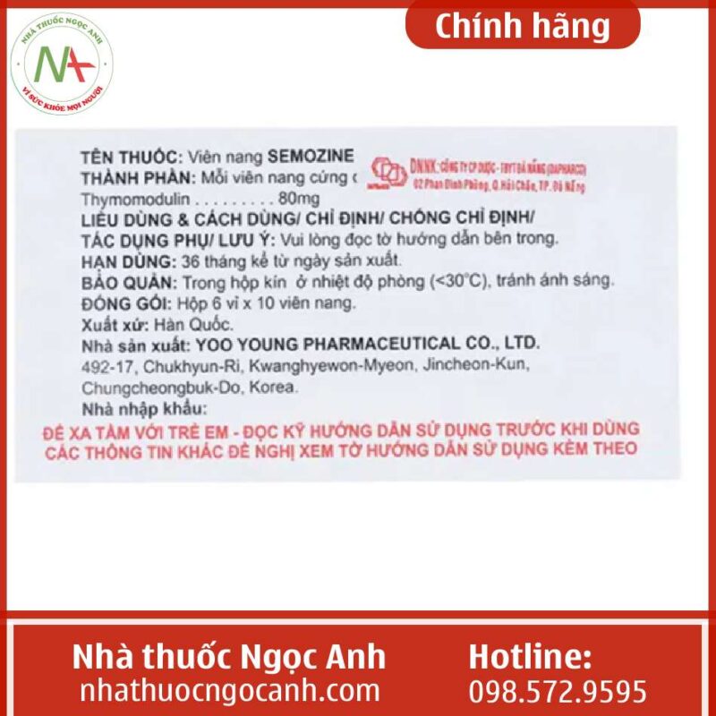 Thuốc Semozine Capsule 80mg là thuốc gì, mua ở đâu, giá bao nhiêu?