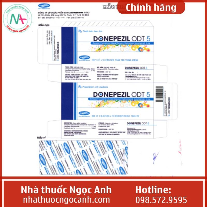Thuốc Donepezil ODT 5 mg tác dụng phụ, giá bao nhiêu, mua ở đâu