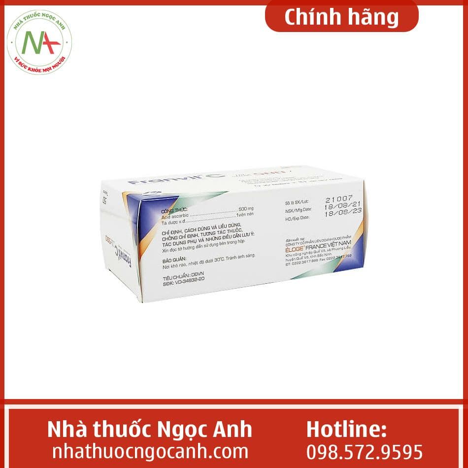 Thuốc Franvit C Ex 500 là thuốc gì, liều dùng, giá bao nhiêu, mua ở đâu