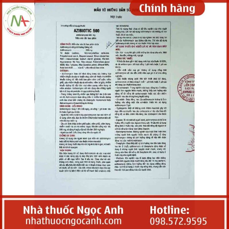[CHÍNH HÃNG] Thuốc Azibiotic 500 điều trị nhiễm trùng do vi khuẩn