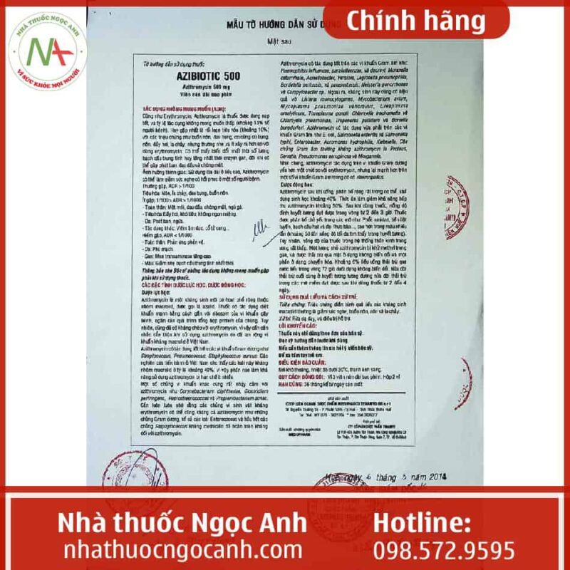 [CHÍNH HÃNG] Thuốc Azibiotic 500 điều trị nhiễm trùng do vi khuẩn