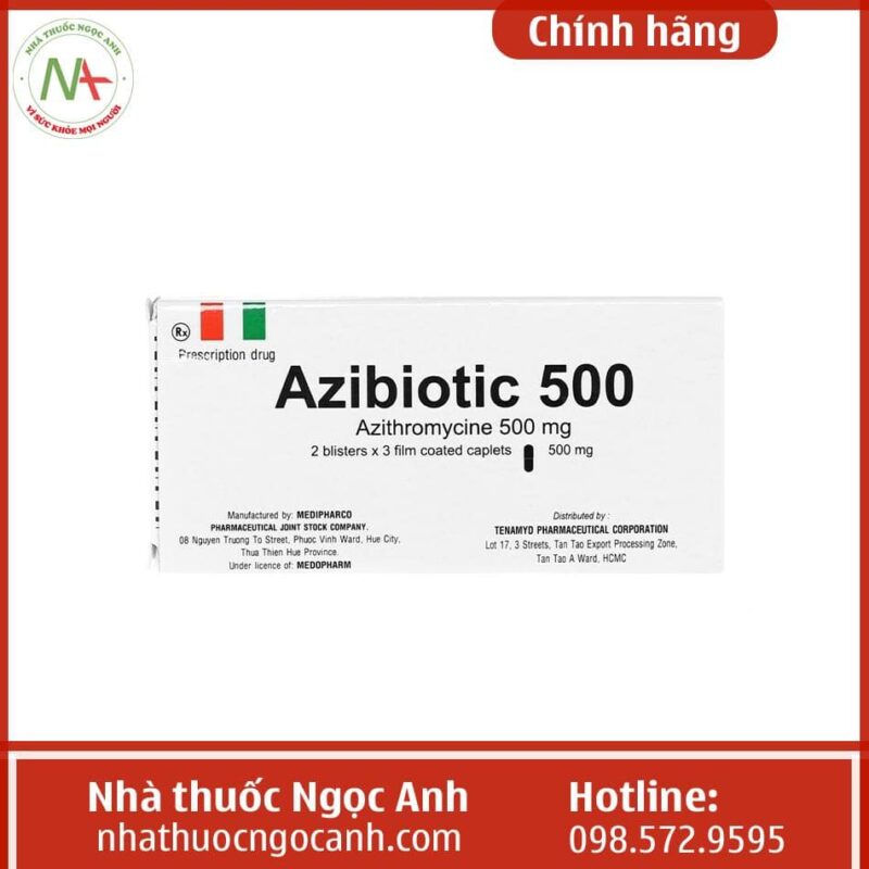 [CHÍNH HÃNG] Thuốc Azibiotic 500 điều trị nhiễm trùng do vi khuẩn