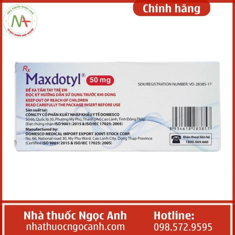 Thuốc Maxdotyl 50mg là thuốc gì, có tác dụng gì, giá bao nhiêu, mua ở đâu?