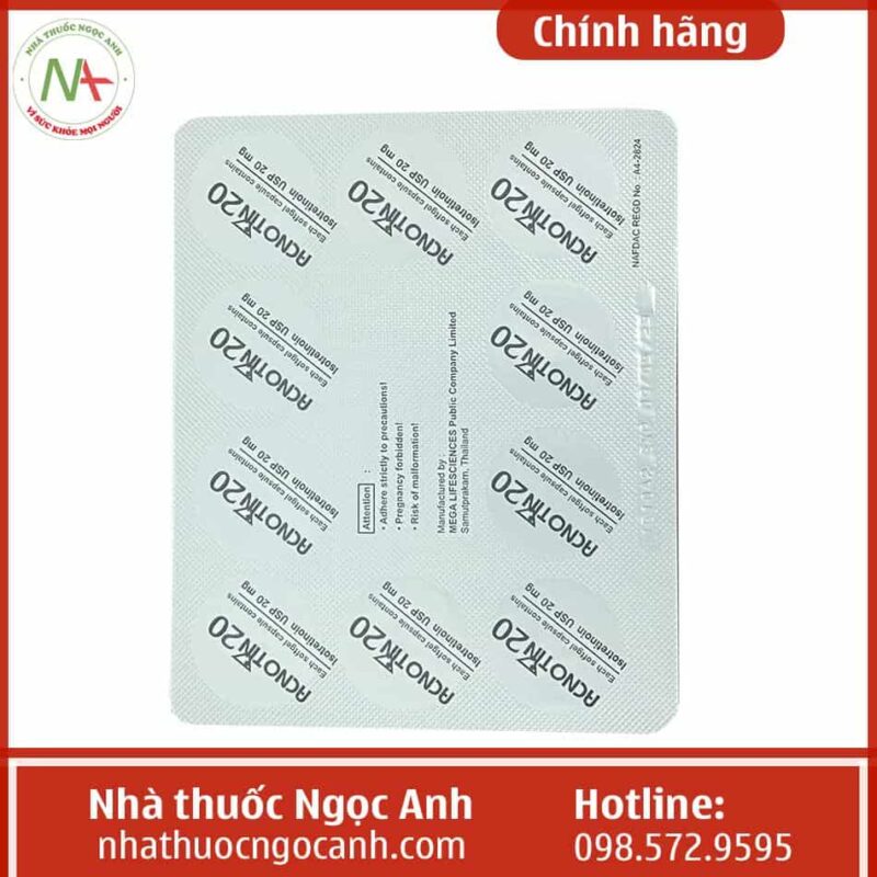 [CHÍNH HÃNG] Thuốc Acnotin 20mg: Công dụng, liều dùng, giá bán