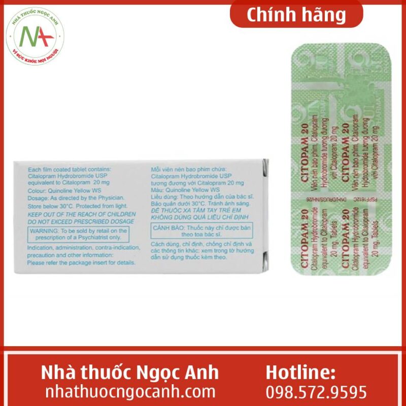 Thuốc Citopam 20 mg là thuốc gì, tác dụng gì, giá bao nhiêu, mua ở đâu