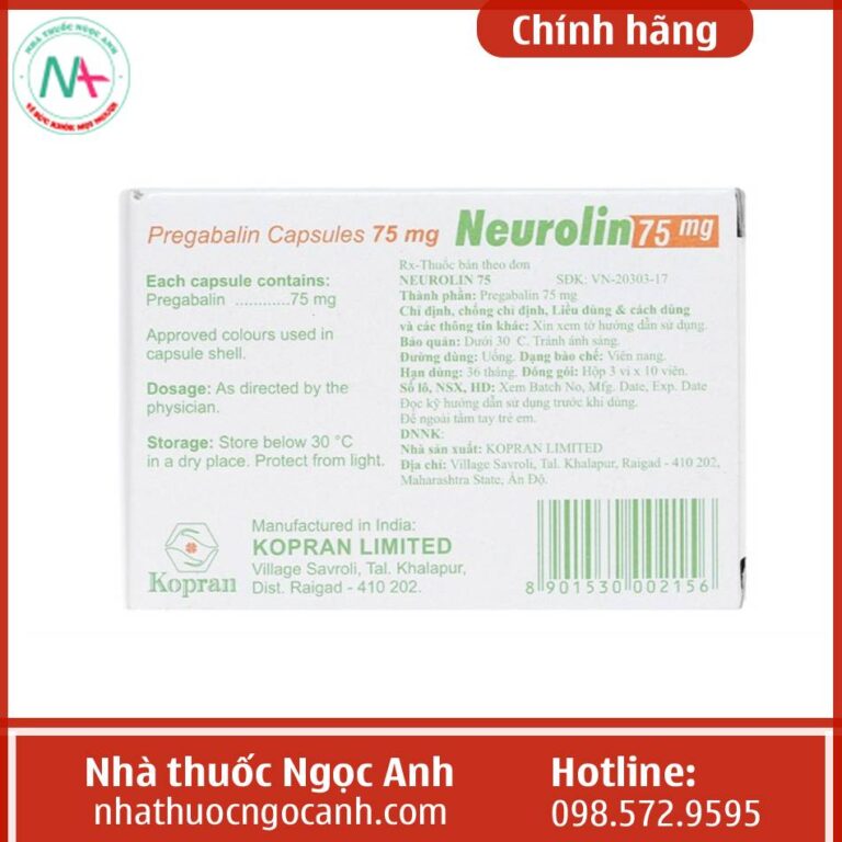Thuốc Neurolin 75mg là thuốc gì, tác dụng gì, giá bao nhiêu, mua ở đâu