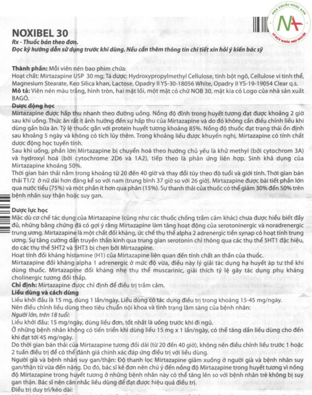 [CHÍNH HÃNG] Noxibel 30mg: Công dụng, liều dùng, giá bán
