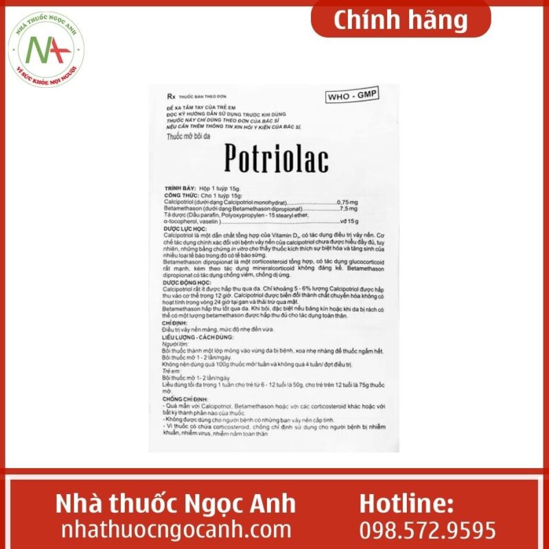 [ CHÍNH HÃNG ] Potriolac 15g là thuốc gì? Công dụng, liều dùng