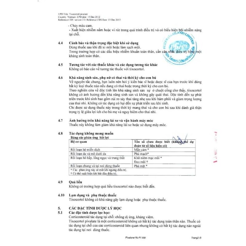 [Chính hãng] Thuốc xịt mũi Pivalone 1% công dụng, lưu ý.