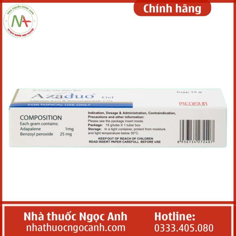 Thuốc Azaduo Gel 15g có đẩy mụn không, giá bao nhiêu, mua ở đâu