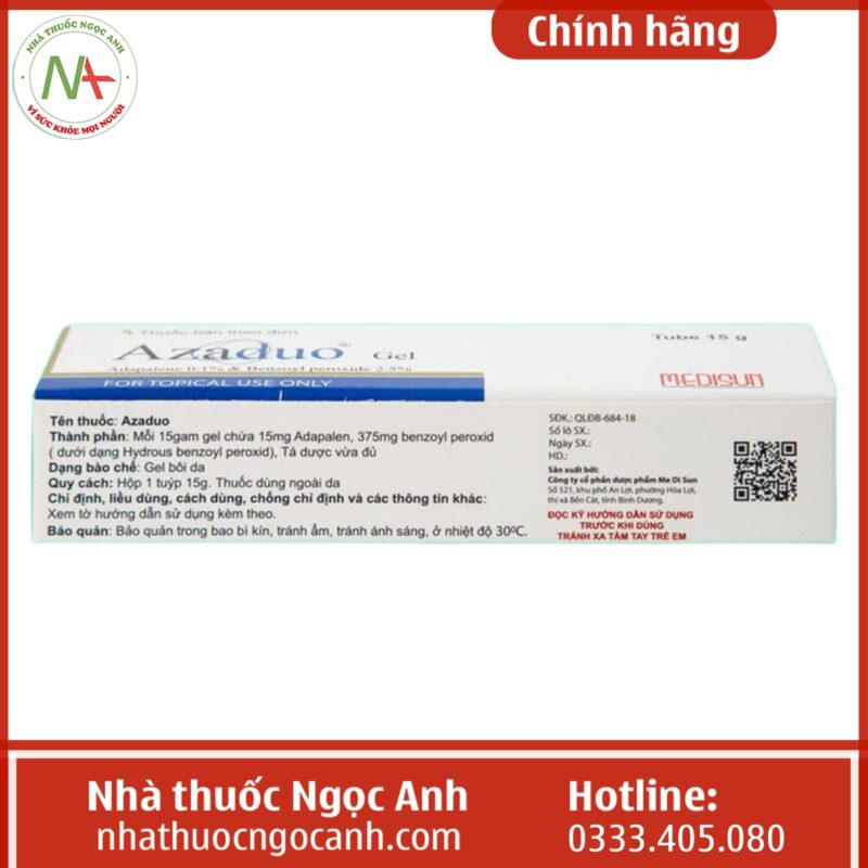 Thuốc Azaduo Gel 15g có đẩy mụn không, giá bao nhiêu, mua ở đâu
