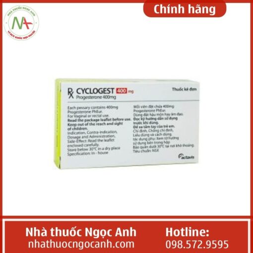 Thuốc đặt Cyclogest 400mg có cho bà bầu không, giá bao nhiêu, bán ở đâu?