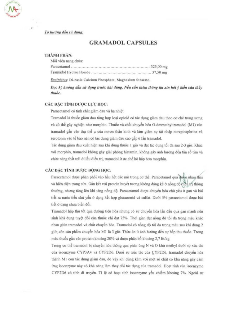 Thuốc Gramadol Capsules là thuốc gì, mua ở đâu, giá bao nhiêu?