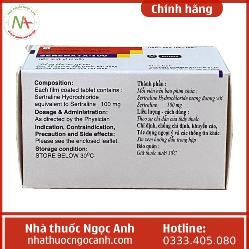 Thuốc Serenata-100 (Sertraline 100mg) giá bao nhiêu, mua ở đâu?
