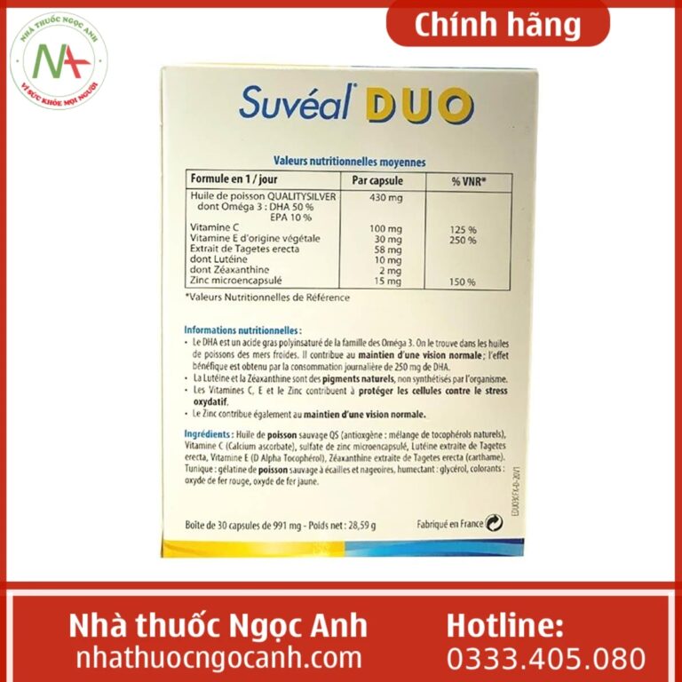 Thuốc Suveal Duo là thuốc gì, có tác dụng gì, giá bao nhiêu, mua ở đâu